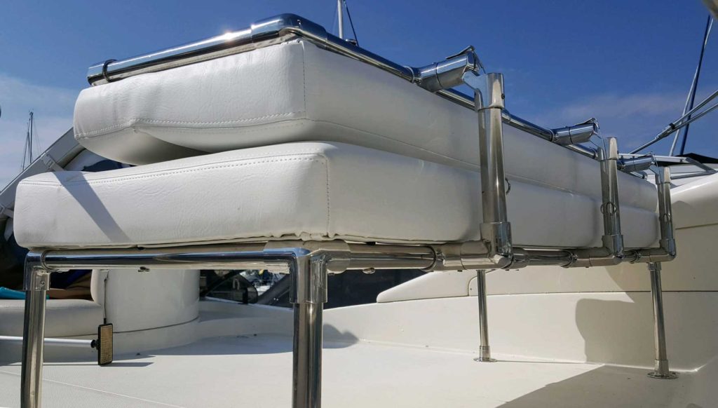 Don't-Panic---Flybridge-Seat1 | Chicago Marine Canvas | Custom Boat Covers